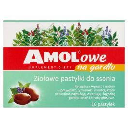 AMOLowe na gardło, ziołowe pastylki do ssania, 16 szt.